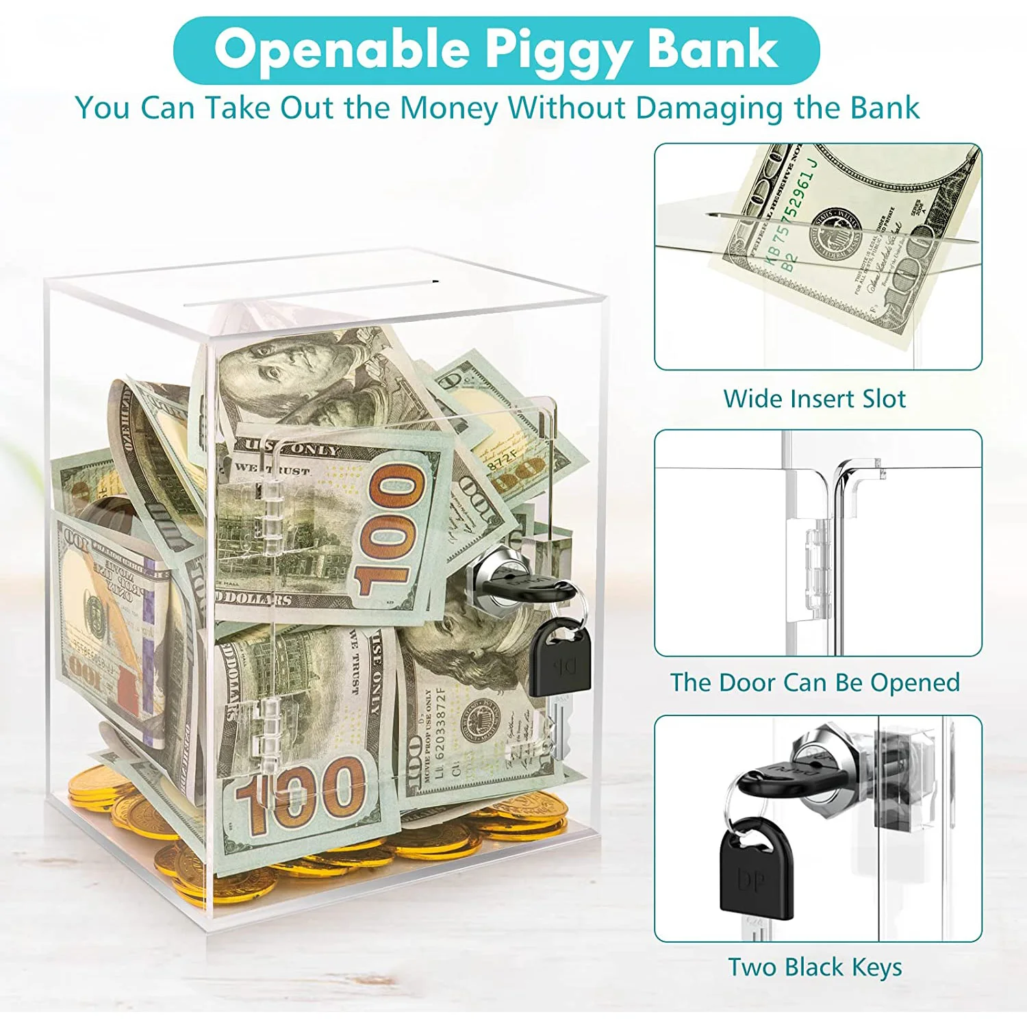 Alibaba.com: Custom Openable Piggy Banks, Clear Acrylic Money Box with ...