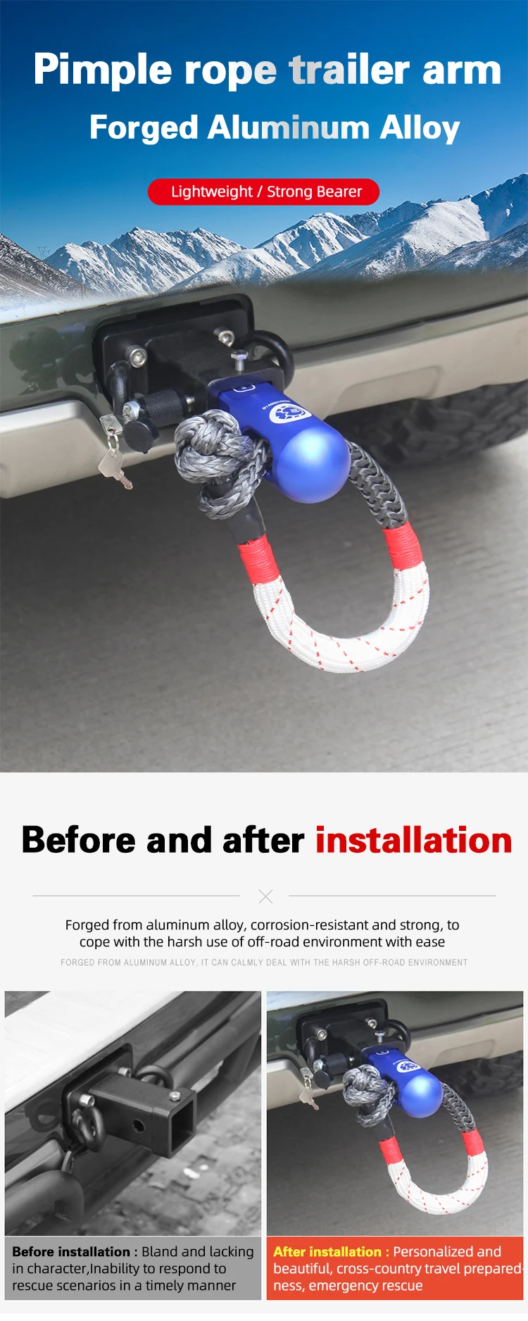 Jensan Off-road Modified Forged Aluminum Alloy Tow Bar Trailer Arm Tongue Hitch - Buy Trailer ...