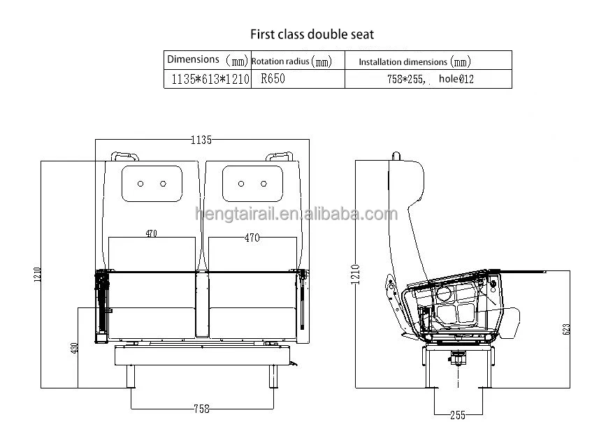 Luxury Train Passenger Seat with Fabric Cover - Durable & Comfortable