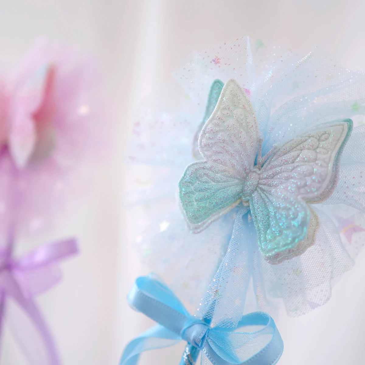Princess Tulle Wand For Kids Butterfly Wands Cat Toy Baby Glitter Stick ...