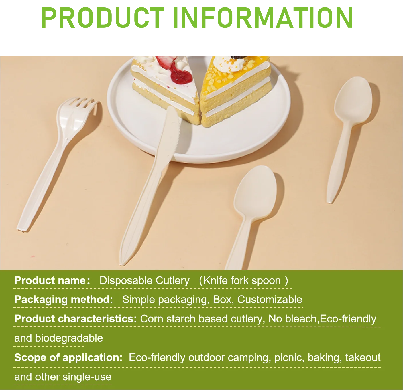 Disposable Biodegradable Corn Starch Cake And Dessert Cutlery 4" Knife ...