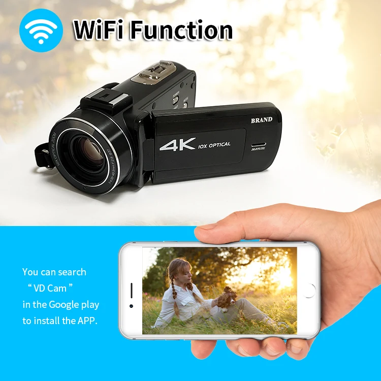 Mini Dv 4K/30Fps 48MP WIFI Camcorder Video Camera High Definition 10X ...