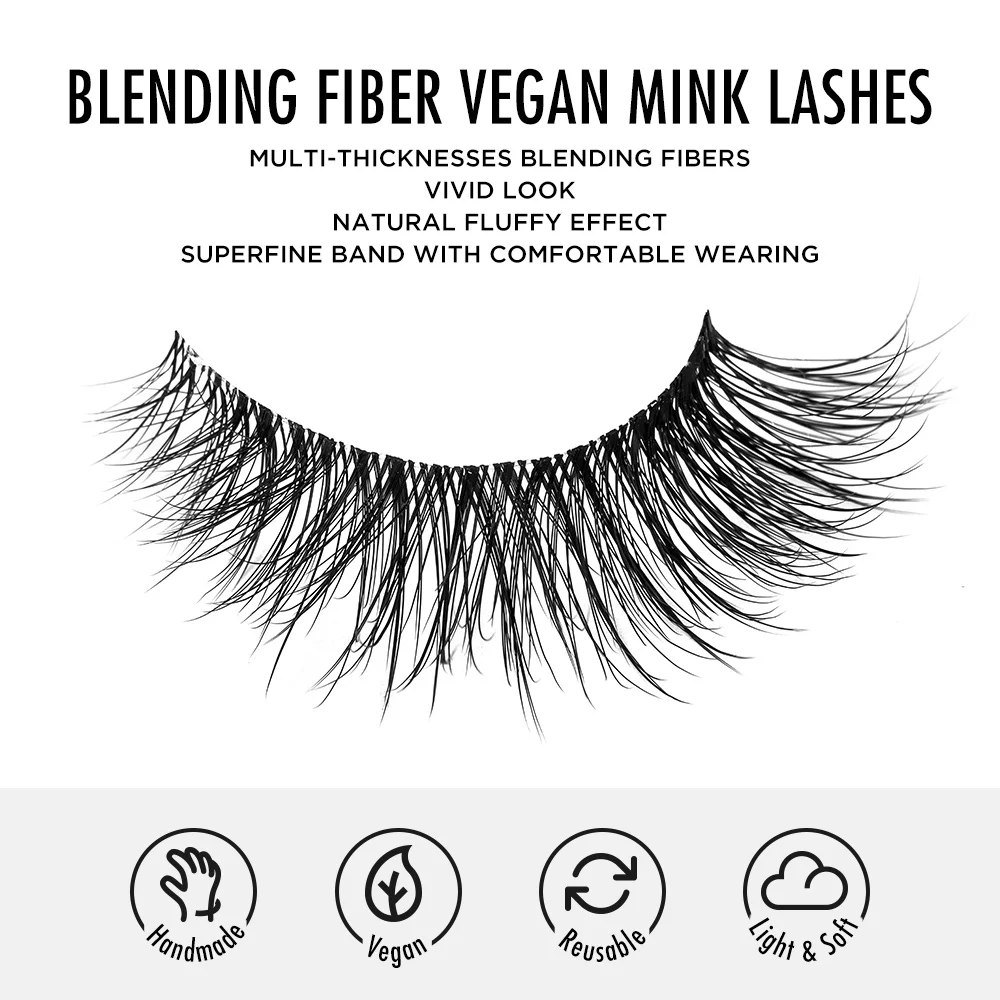 Superfine Band Blending Fiber Vegan Mink Lashes Faux Cils Humain En ...