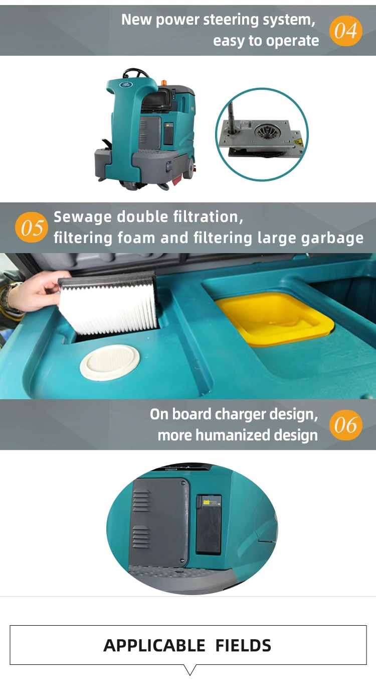 24V Battery Ride on Floor Scrubber Dryer High Performance Brush ...