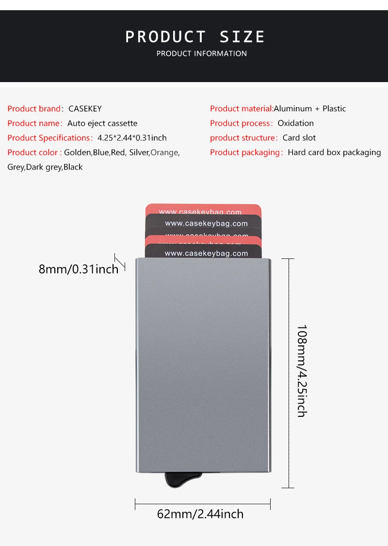 Casekey Oem New Style Auto -eject Mini Minimalist Men Wallet Metal ...