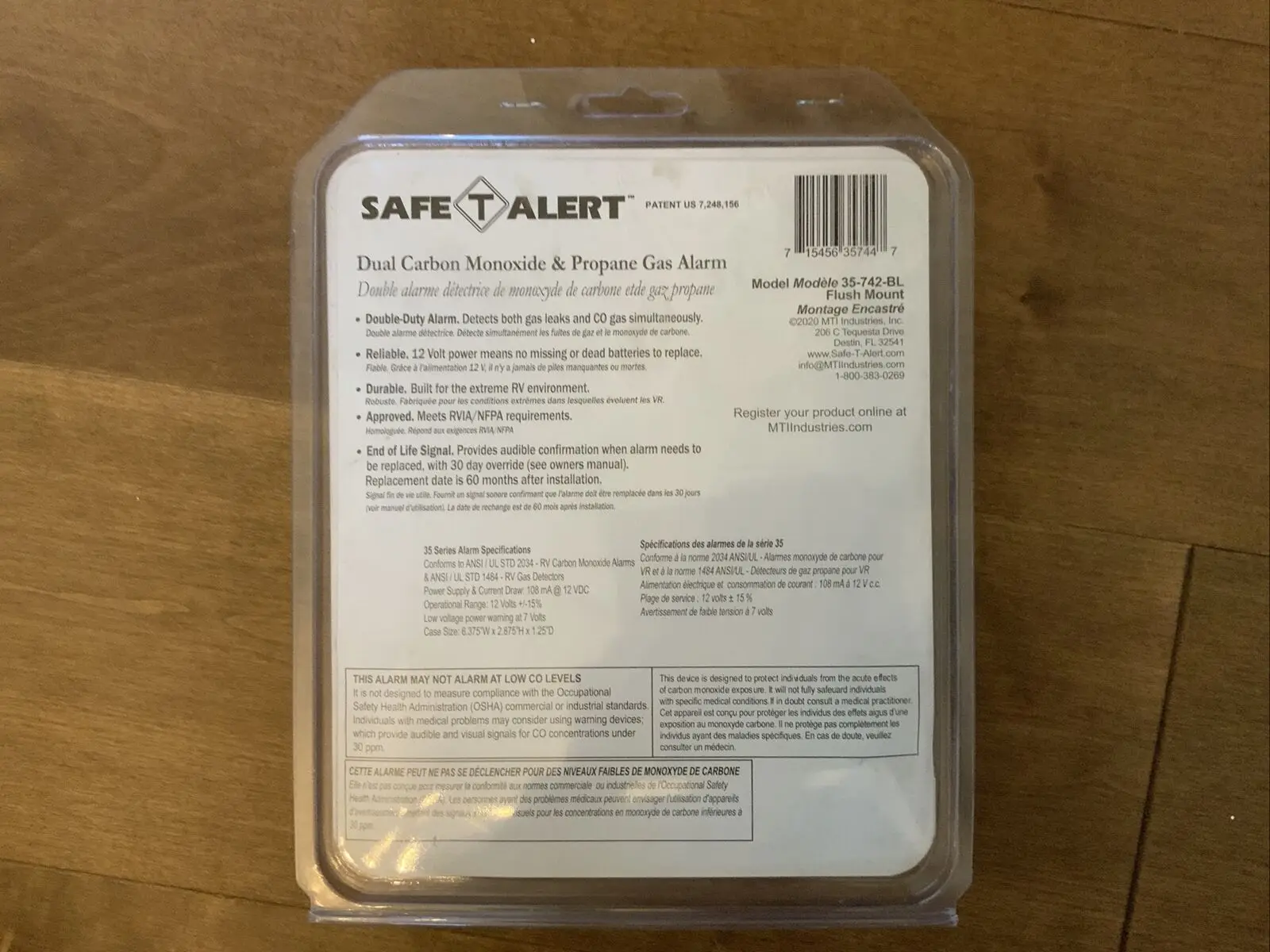 Mti Industries 12v 35-742 Series Safe-t-alert Flush Mount Rv Dual ...