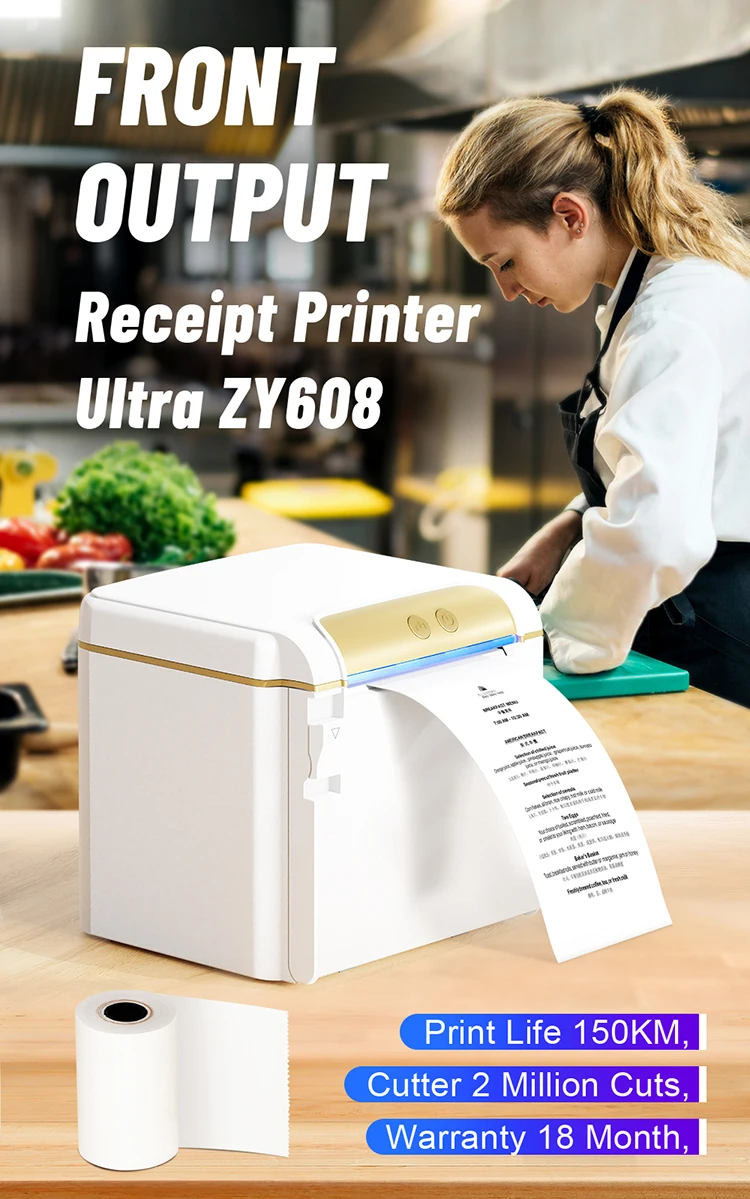 Desktop 80 Mm Thermal Receipt Printer - Pos System Front Output
