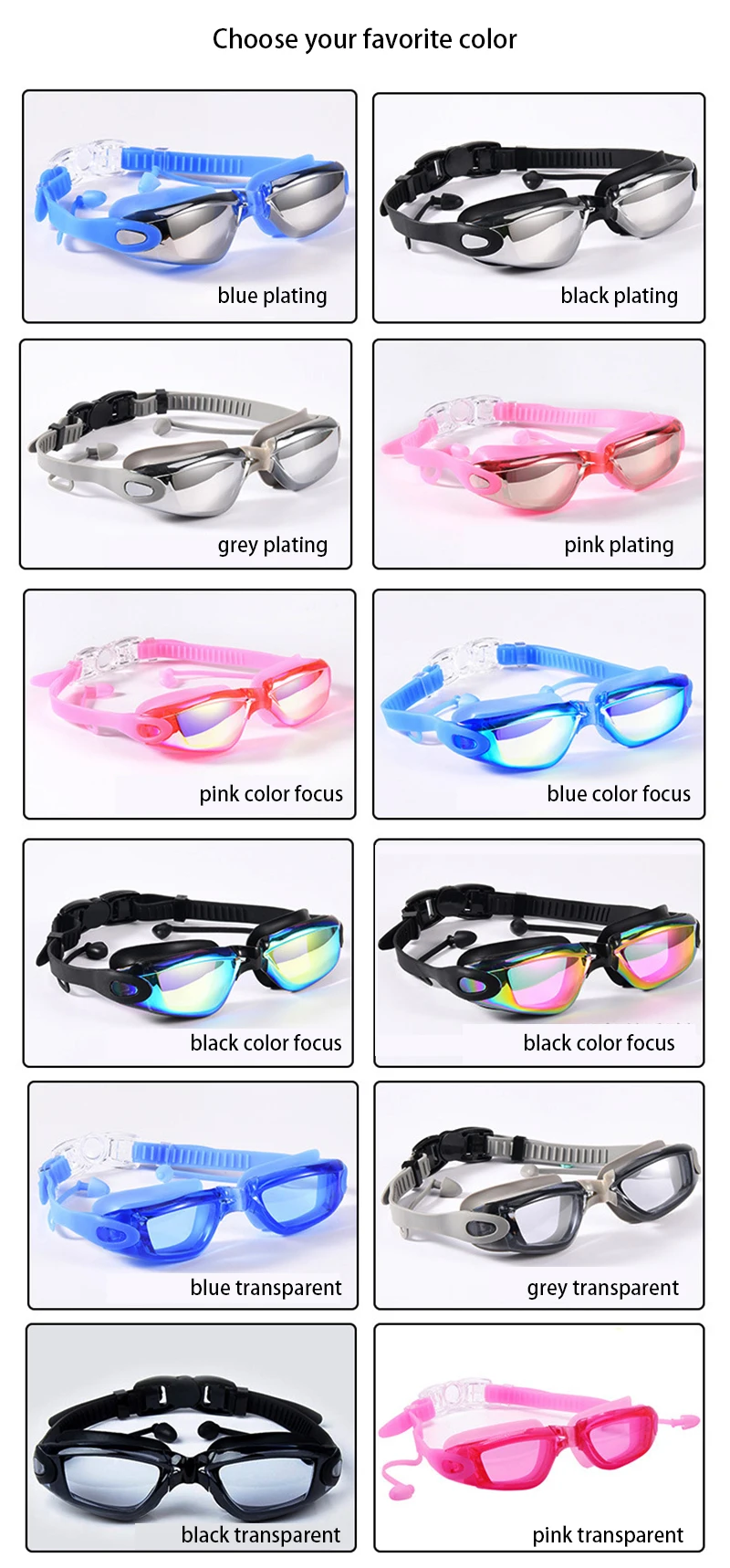 High Quality Soft Silicone Mirror Coated Anti Fog Swimming Goggles For ...