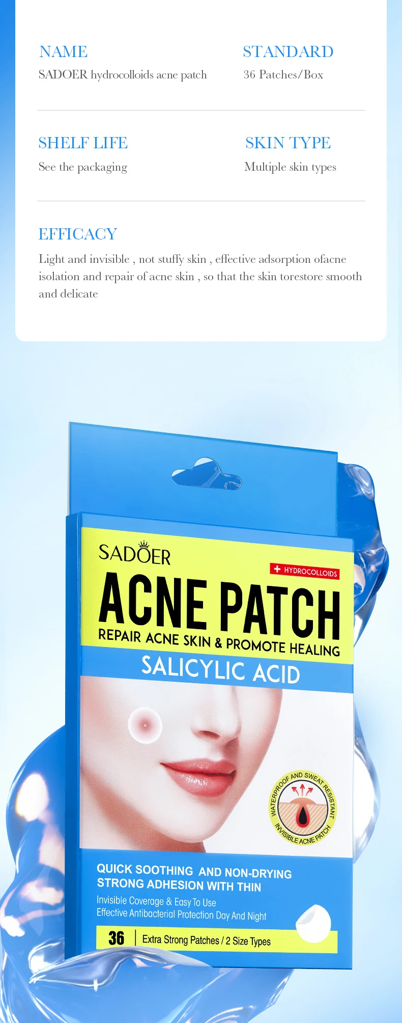 ZS Salicylic Acid Acne Pimple Patch Hydrocolloids Invisible Acne ...