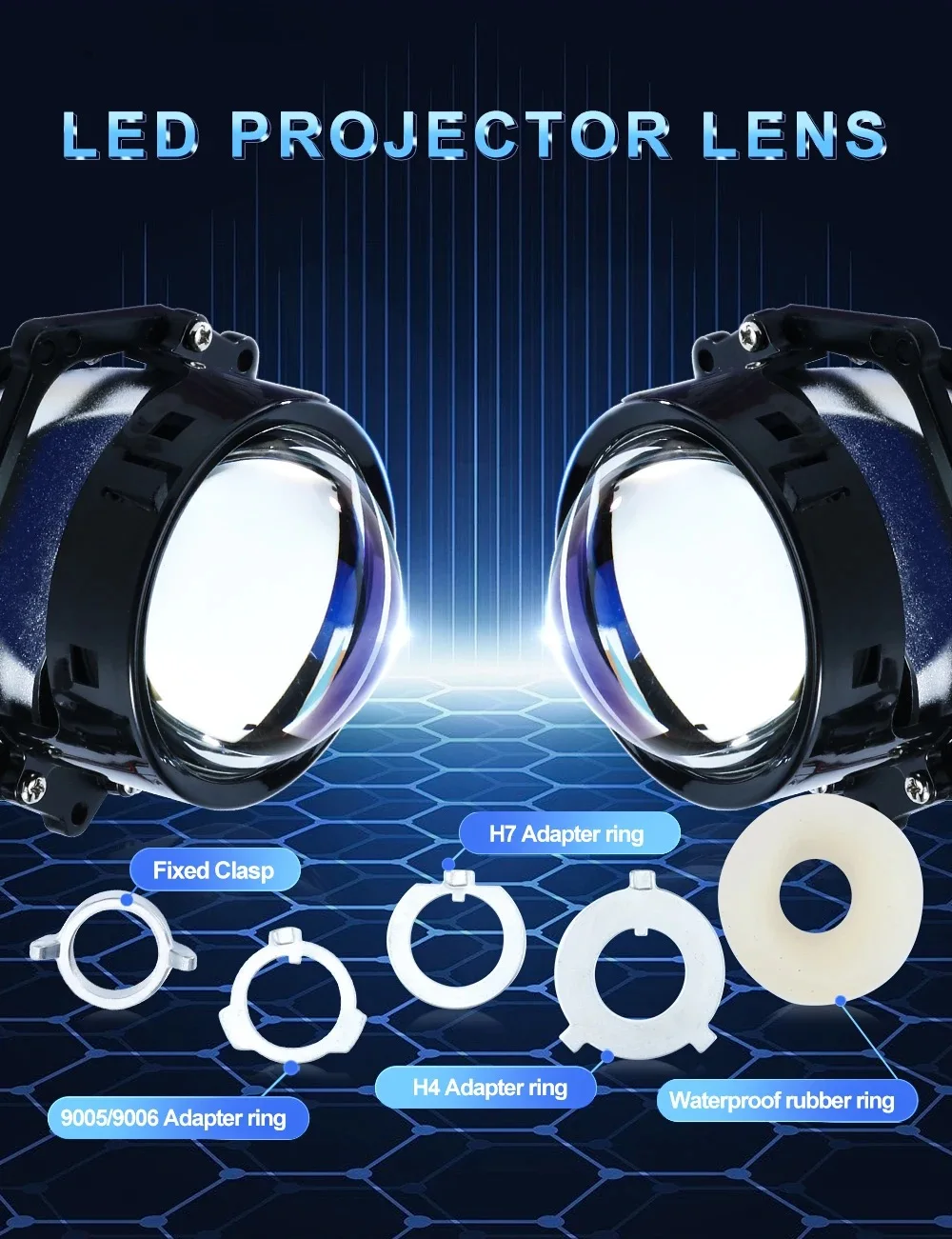 Led Projector Lens 3 Inch 65w 6000k High Beam Low Beam Car Upgrade Led ...