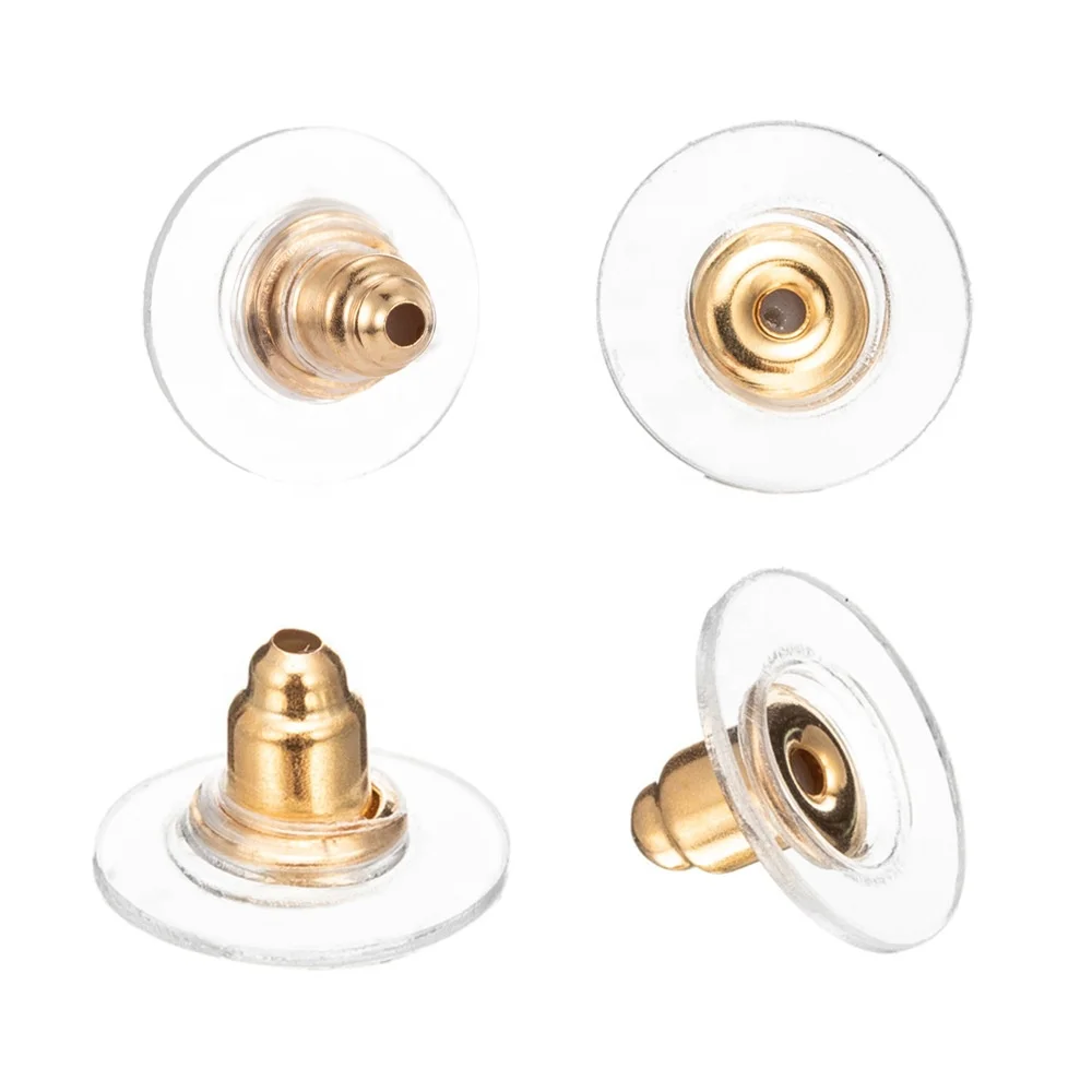 Hypoallergy Plastic Flat Pad Earring Studs Bullet Brass Rubber Earring ...