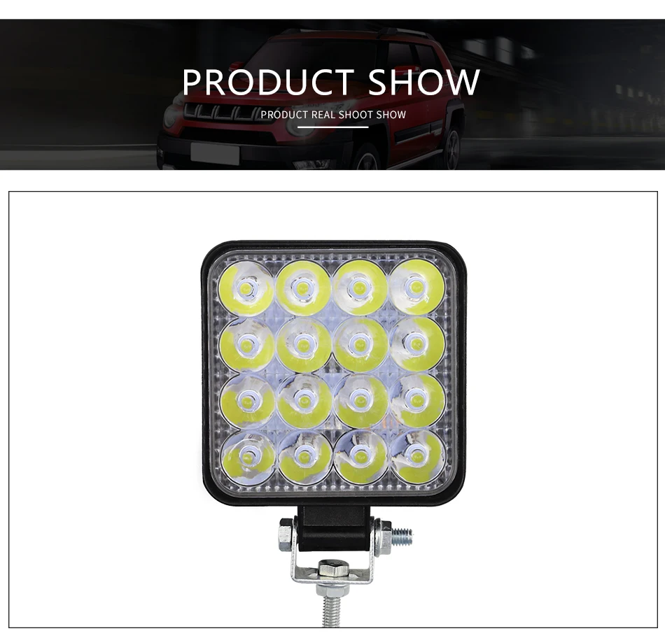 Dxz 3inch Square 48w 16led 6000k 4800lm Square Waterproof Led Work ...