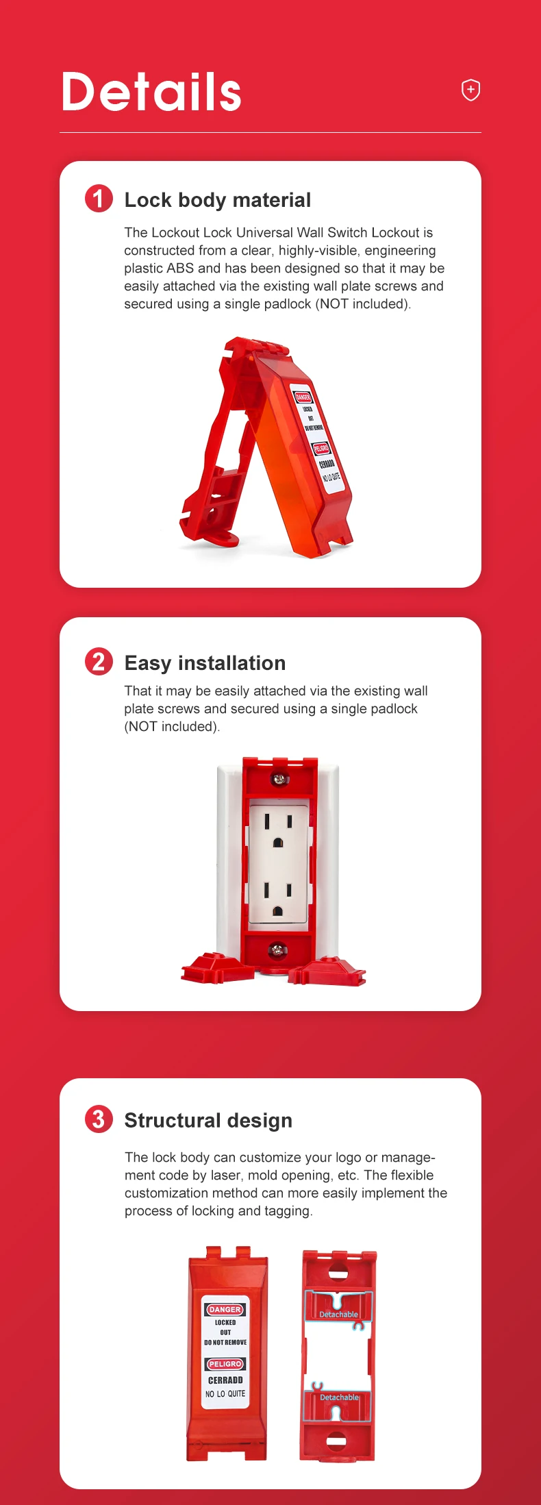 Universal Plastic Switch Lockout Cover for Industrial Electrical Wall ...