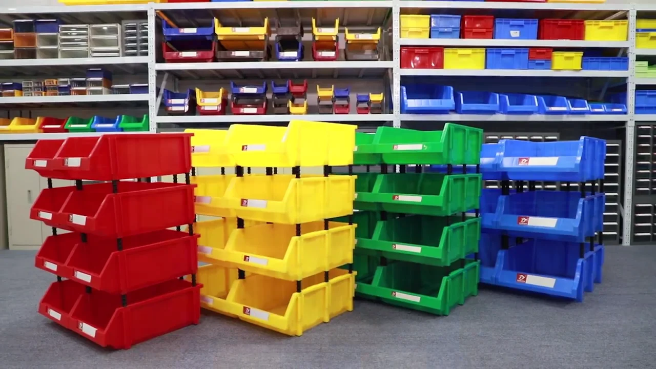 Front Opening Stacking Warehouse Bin Plastic Stackable Small Parts Pick ...