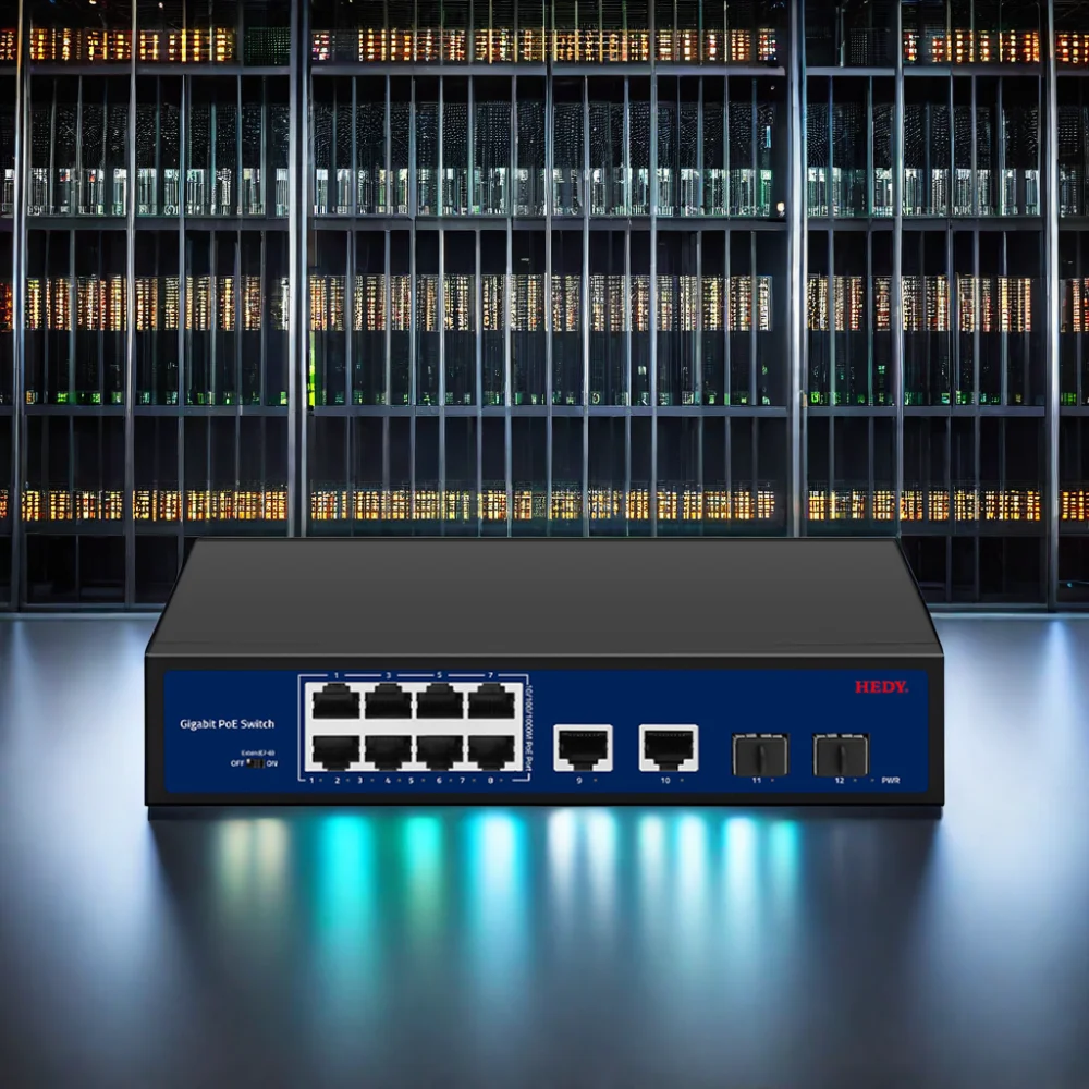 8-Port 1000MBps PoE Gigabit Camera Network Switch for CCTV 2 Uplink RJ ...