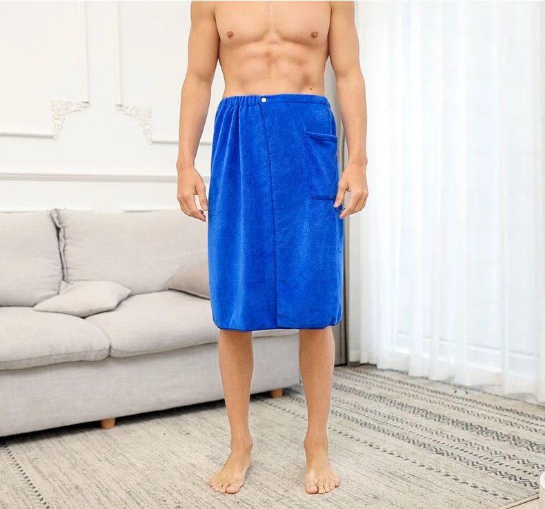 Men's Bath Towel - Soft, Quick-Dry Microfiber Skirt Pockets