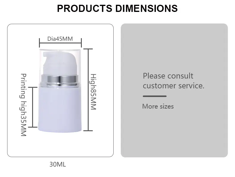 Empty Custom Colored Lotion Essence Airless Pump Bottle 30ml 50ml Eco ...