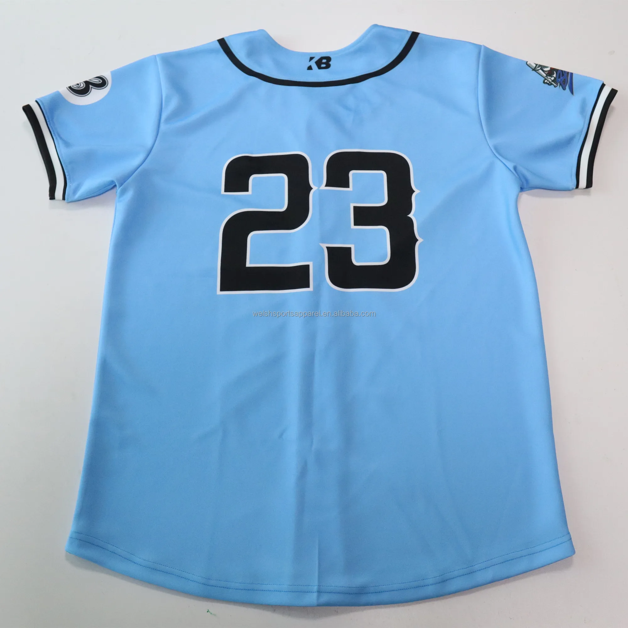 Custom Printing Blue Baseball Jerseys Baseball Uniform With Button up ...