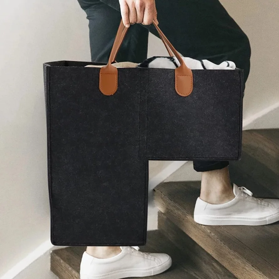 Collapsible Baffle Bag Wooden Stairs Basket Organizer Felt Stair ...