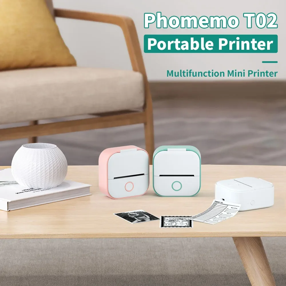 Phomemo T02 Portable Mini Home Office Wireless Thermal Pocket Printer ...