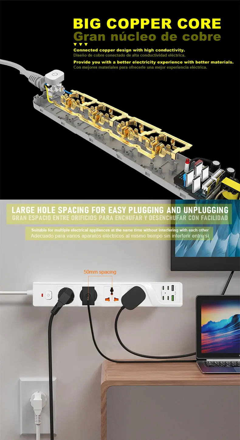 2m BKL-03 Series Smart DC Power Socket with USB & Type C