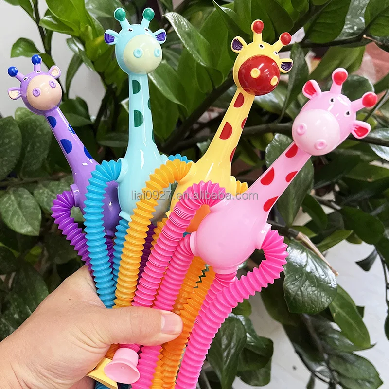 Creative Telescopic Tube Suction Fidget Toy Stretch Giraffe Light Up ...