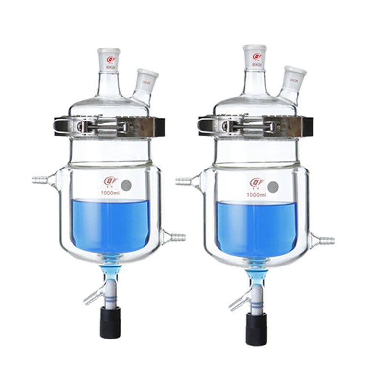 Lab three four neck flange open mouth separate Jacketed double wall ...