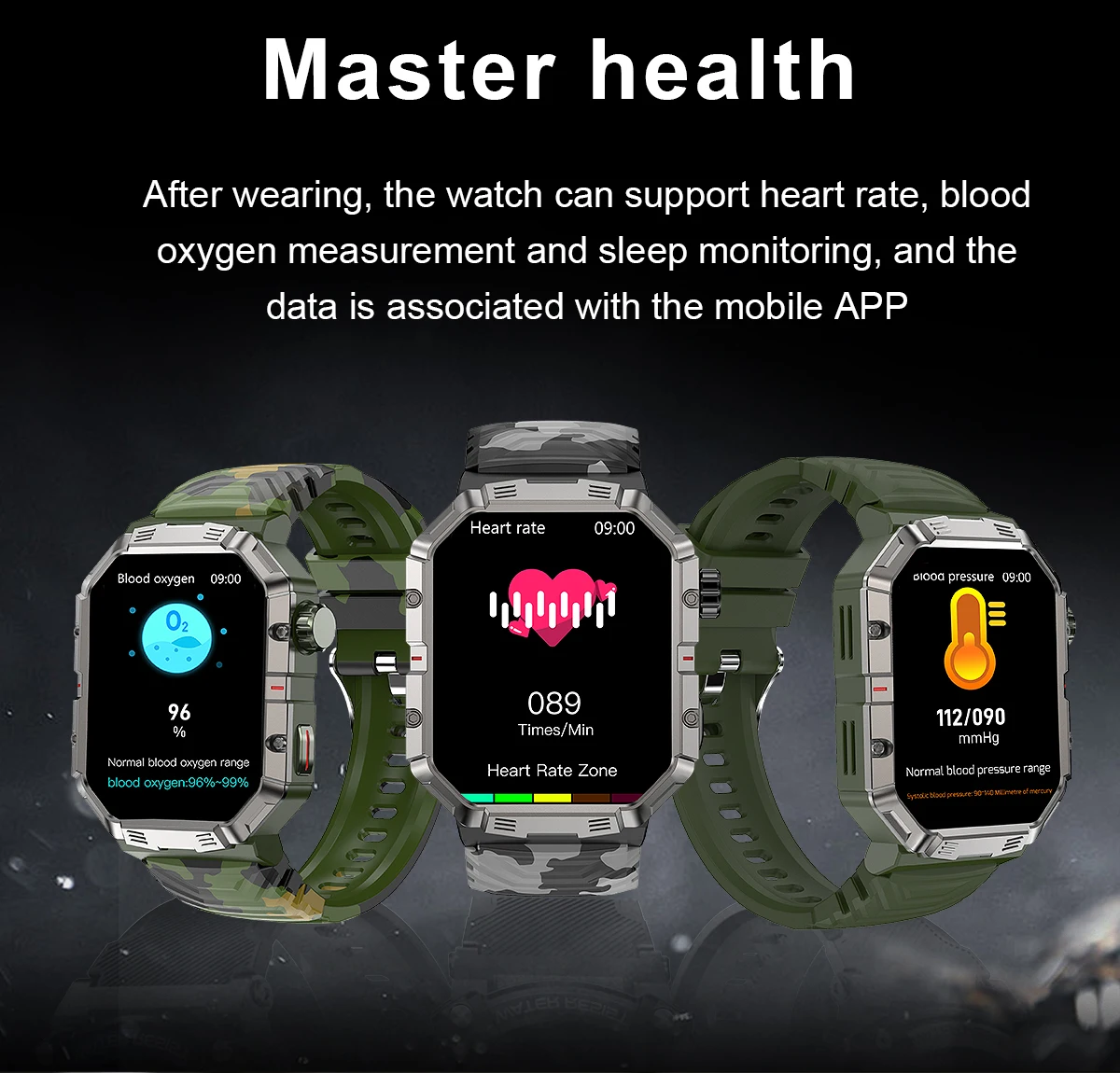 Hd Large Screen Outdoor Rugged Fitness Tracker Smartwatch Ip68 ...