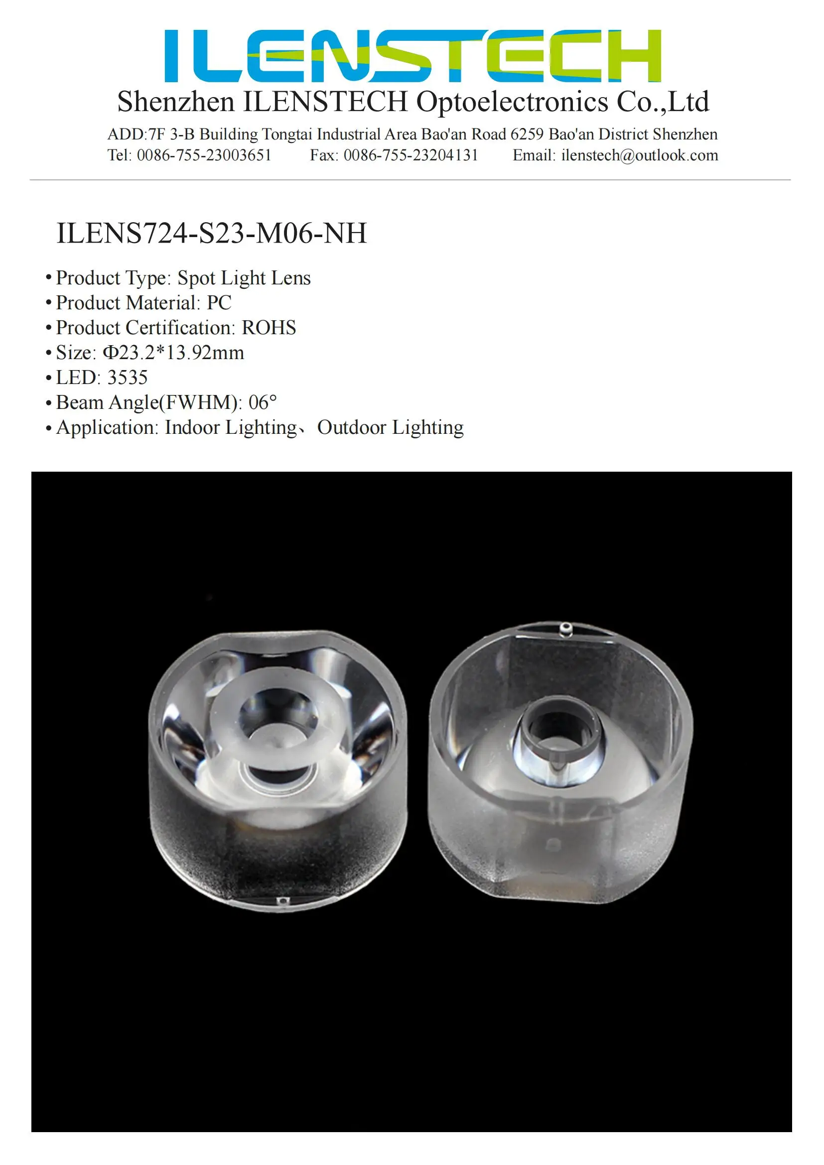 ILENSTECH 6 Degree LED Lens - Narrow Beam Angle PC Material