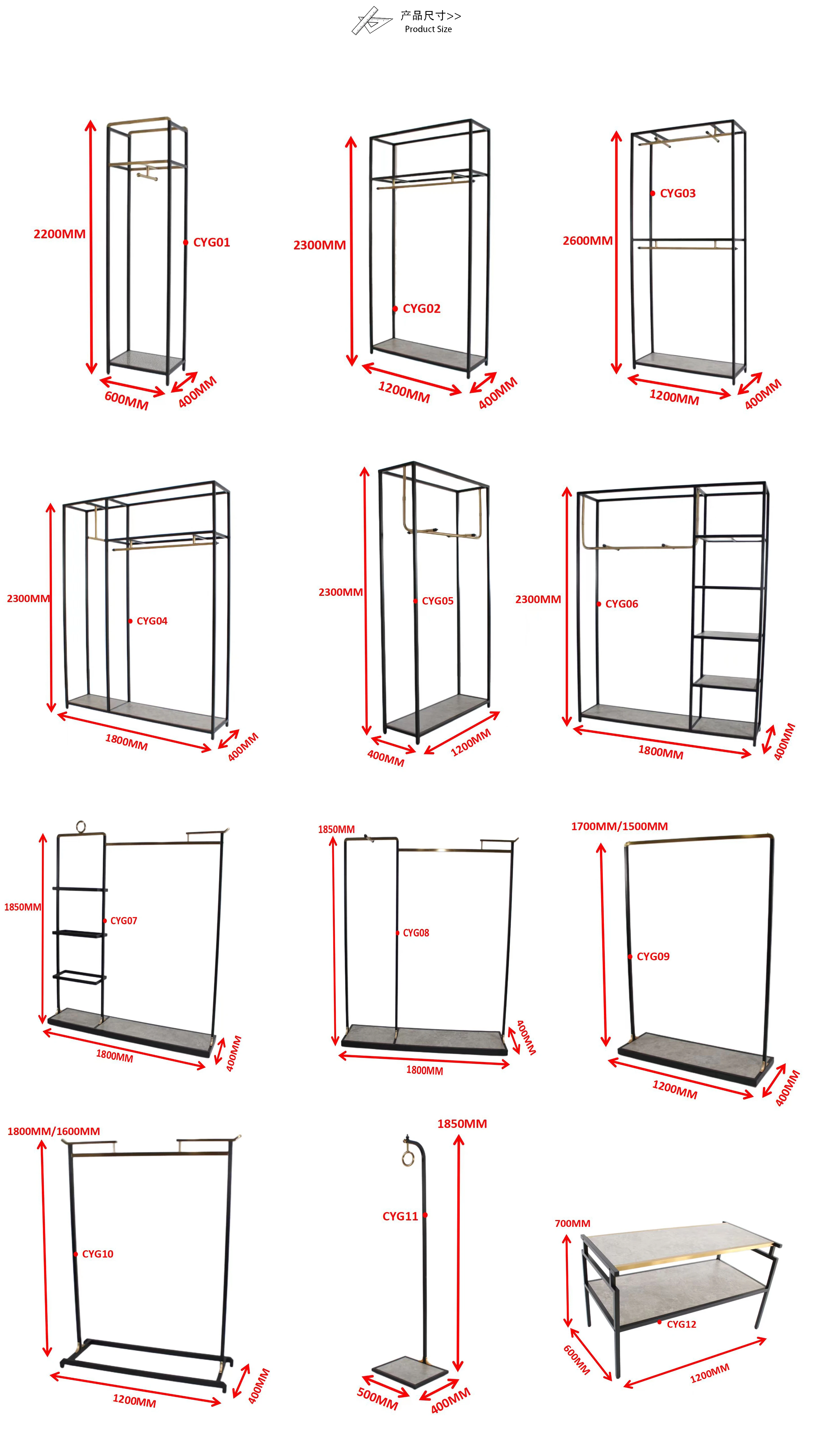 Custom Metal Hanging Clothes Display Racks for Luxury Shop