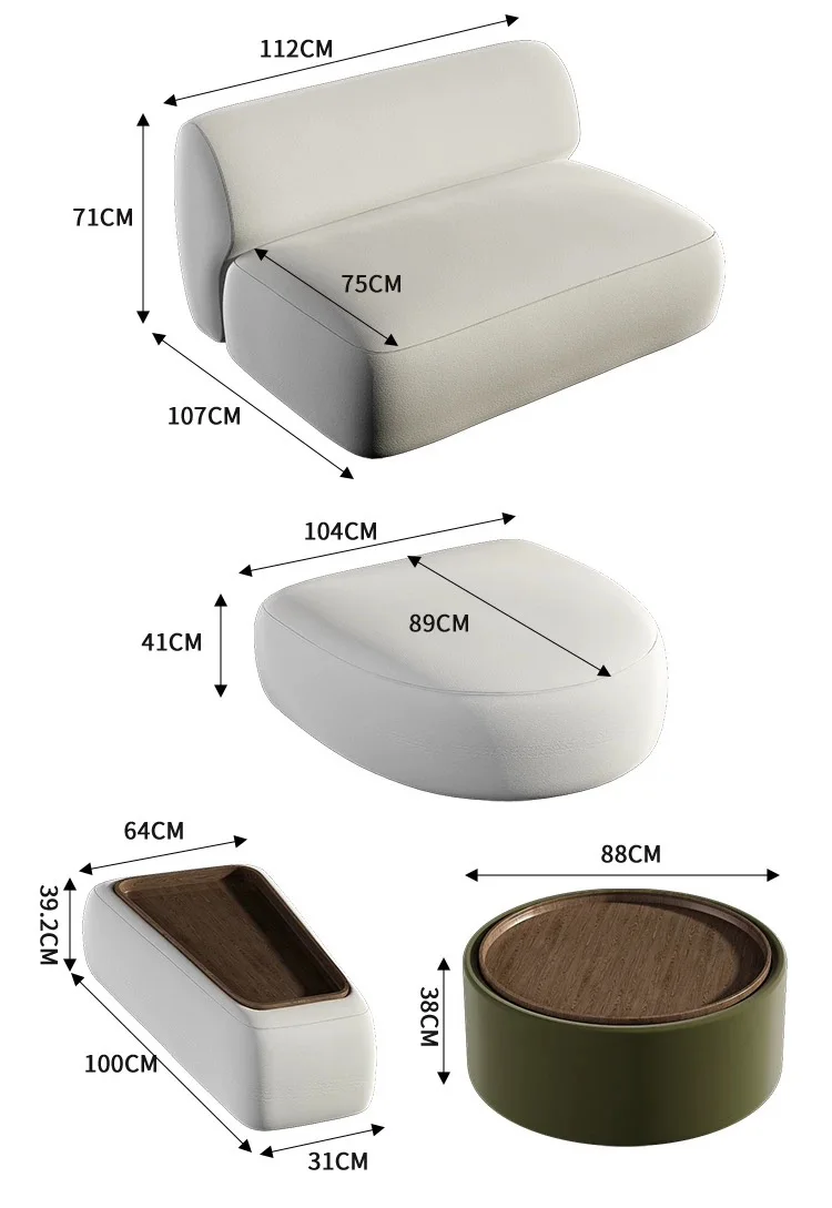 Zimoo Living Room Furniture - Modern Luxury Modular Sofa