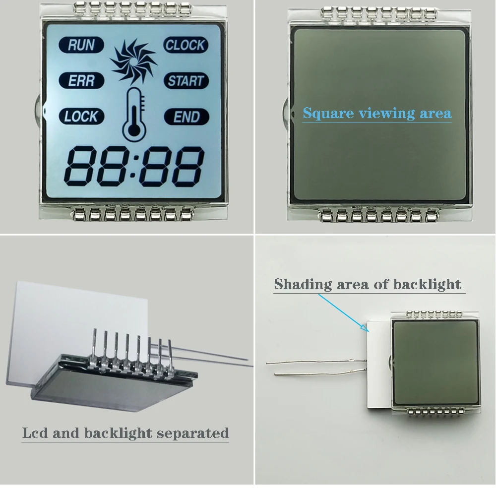 Customized Size Black Characters Tn Positive No Backlight 7 Segment Lcd ...