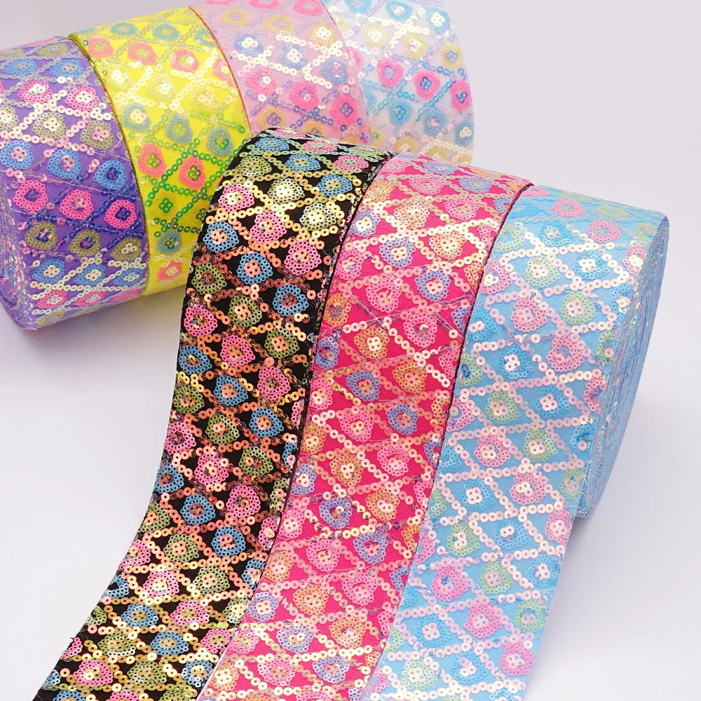 75mm 25yards Heart Glitter Sequin Ribbon Tulle For Gift Wrapping Box ...