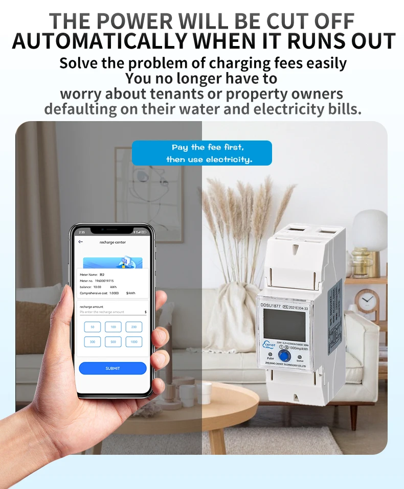 Smart Electricity Meter DDSU1877 for Rental Houses & Apartments