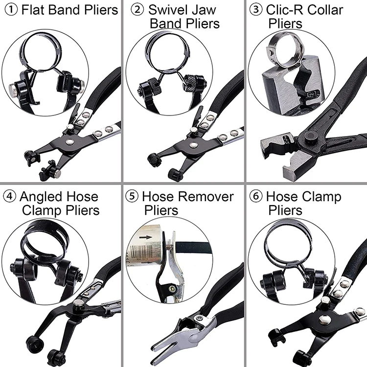 Universal Automotive Wire Long Reach Hose Clamp Pliers Set Hand Tools 9PCS Hose Clamp Pliers Set