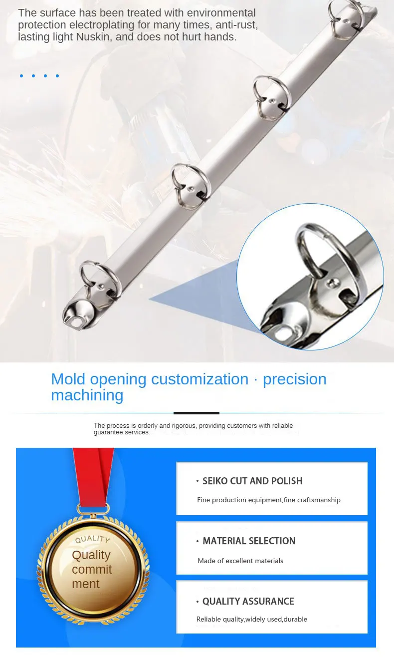 Metal Office Stationery List Paper Folder Rose Gold 3 Ring And 4ring ...