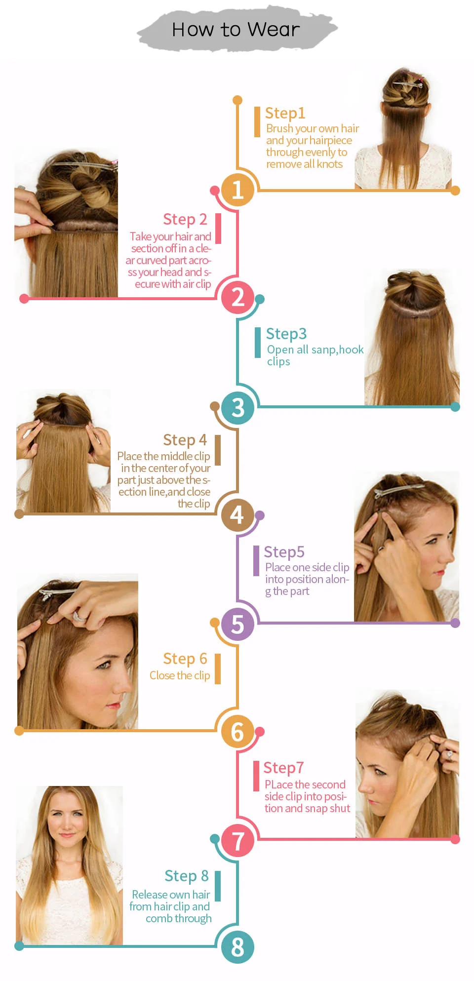 Fashion Snap Button Hair Extension Fastener No Glue Human Drawn Virgin ...