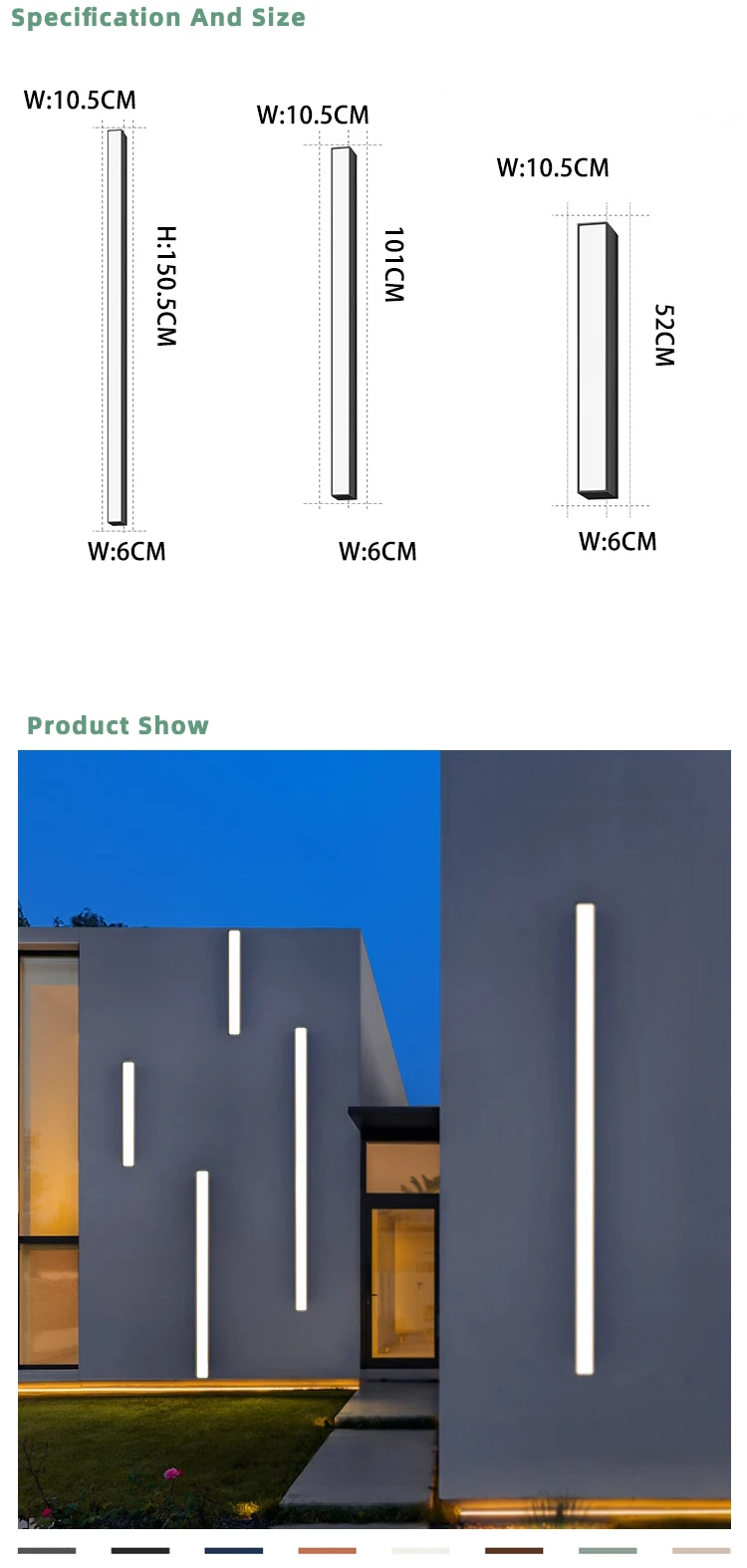 Waterproof Villa Wall Light Modern Outdoor Exterior Linear Strip Wall ...