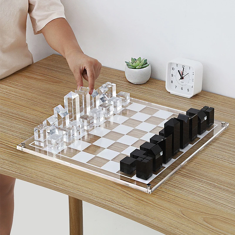 Custom Transparent Acrylic Chess Set Table Top Puzzle Casual Exquisite ...