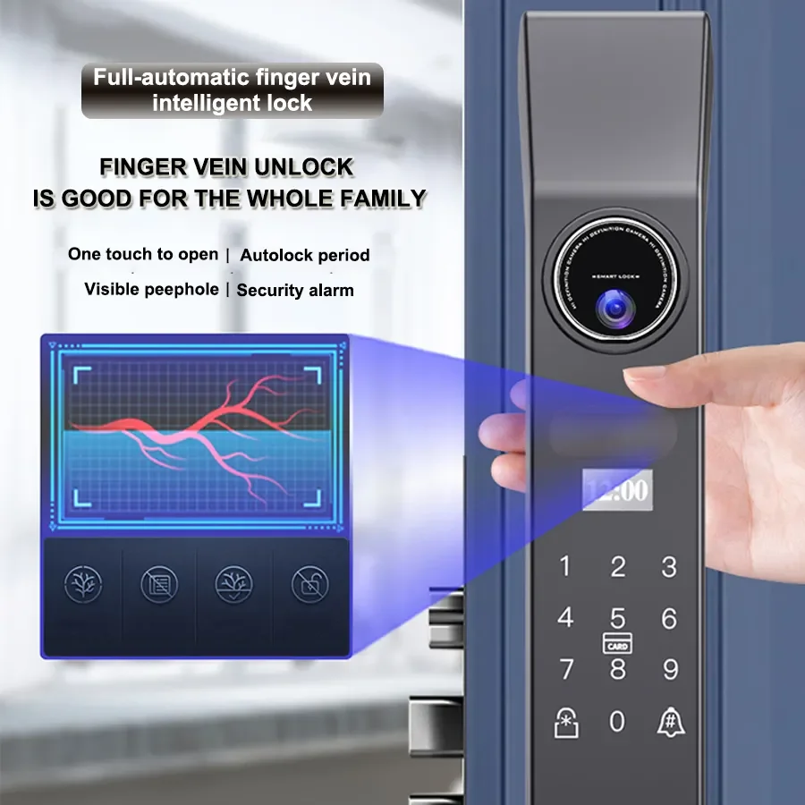 Smart Metal 3D Face Unlock Recognition Smart Door Lock with WIFI Tuya ...