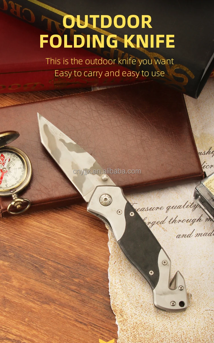 Hand Tools Hunting Folding Knife Sand Blasting Blade With Head Steel ...