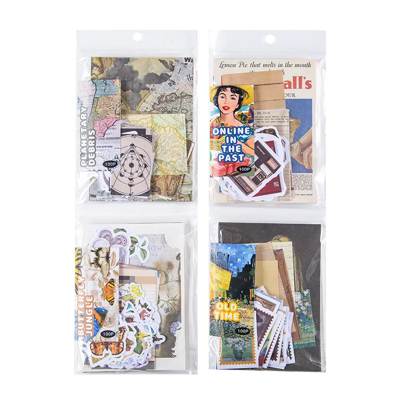 100 Vintage Aesthetic Stickers Retro Journaling Scrapbook Paper ...