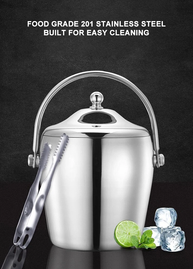 1.2L & 2L Stainless Steel Ice Buckets - Perfect for Home Bar