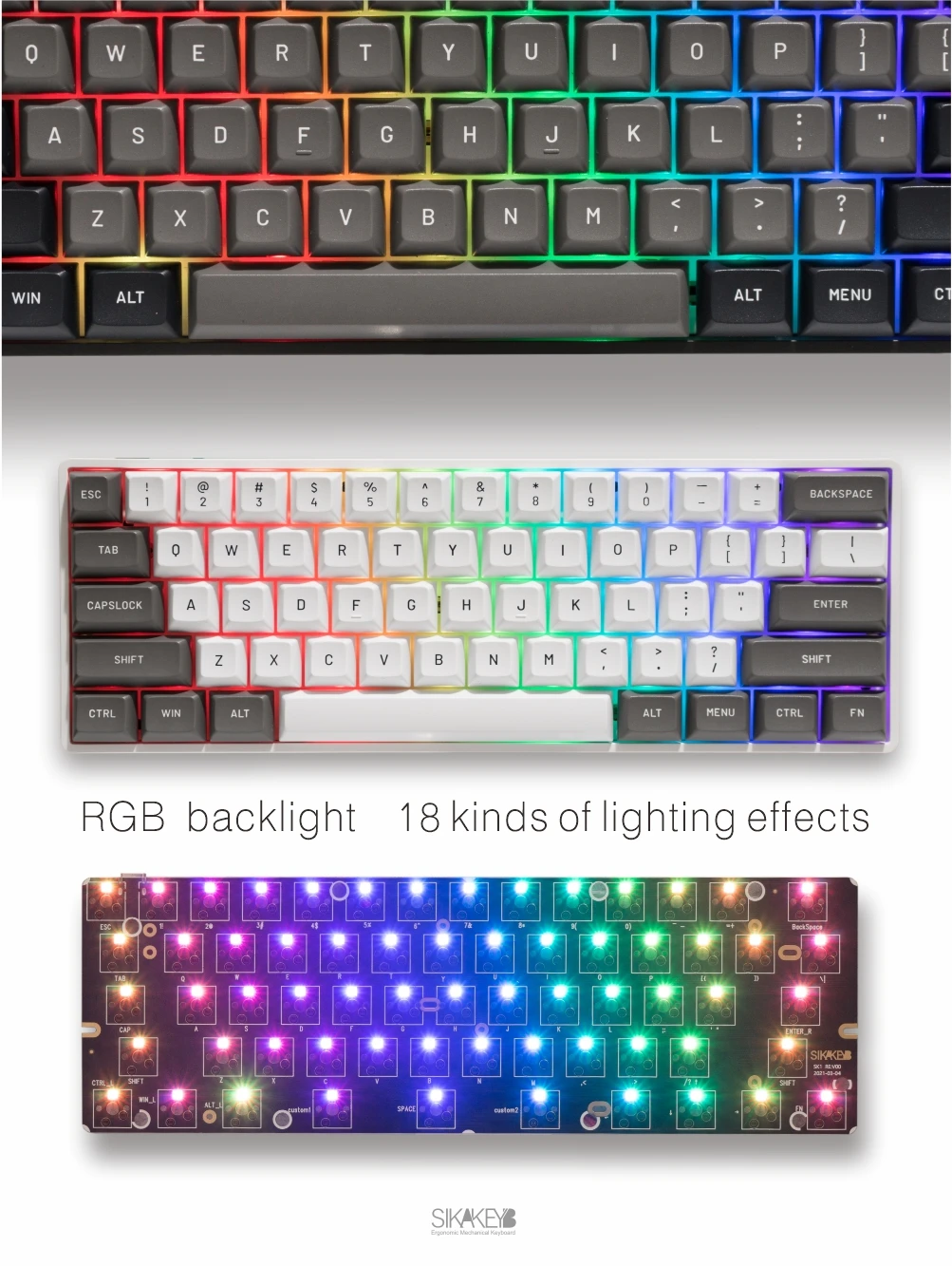 Sikakeyb Sk1 Rgb Usb Wireless Wired 2.4g 3-mode-keyboard 61keye Pbt Two ...