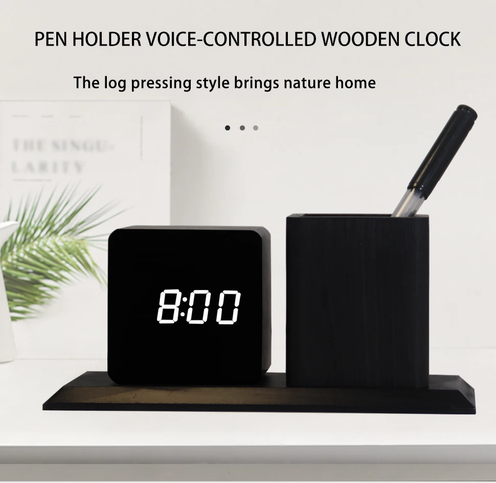 Smart LED Alarm Clock with Pen Holder - Perfect for Home Office