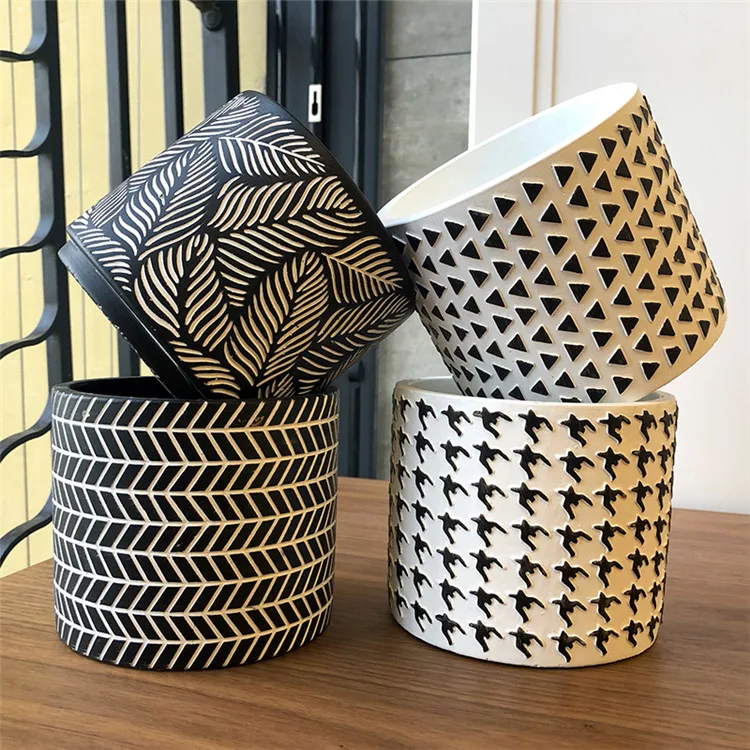 Modern Nordic Style Fancy Embossed Decorative Home Table Indoor Ceramic ...