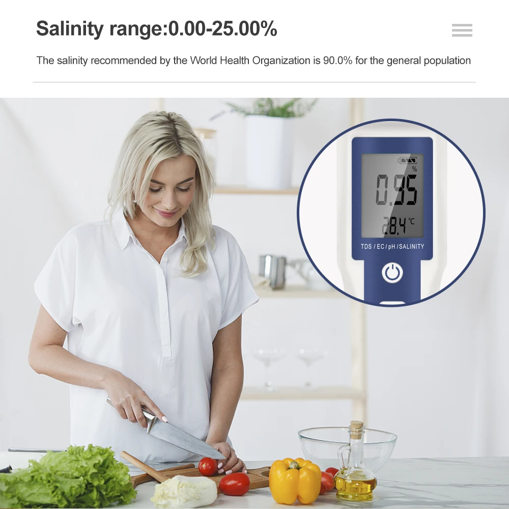 Portable Waterproof 5-in-1 Water Quality Tester - PH Meter