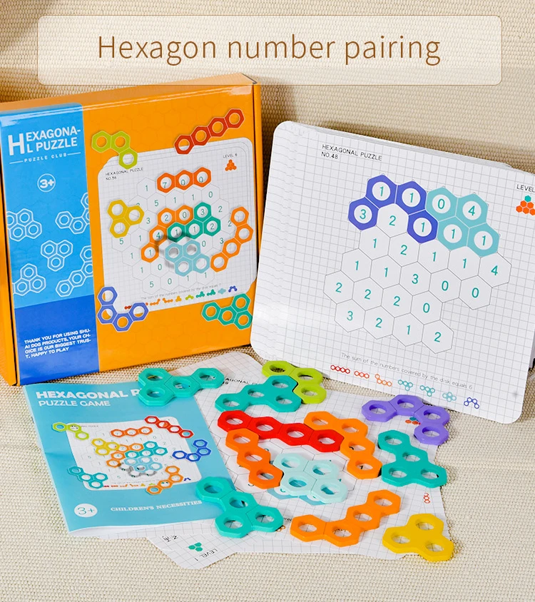 Hot New Wooden Honeycomb Toys Hexagonal Number Matching Puzzle Children's Calculation Number ...