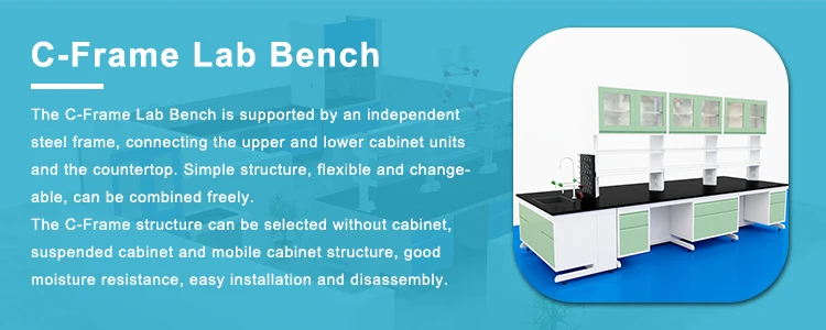 Green Laboratory Furniture - C Shape Workbench with Trespa Tops