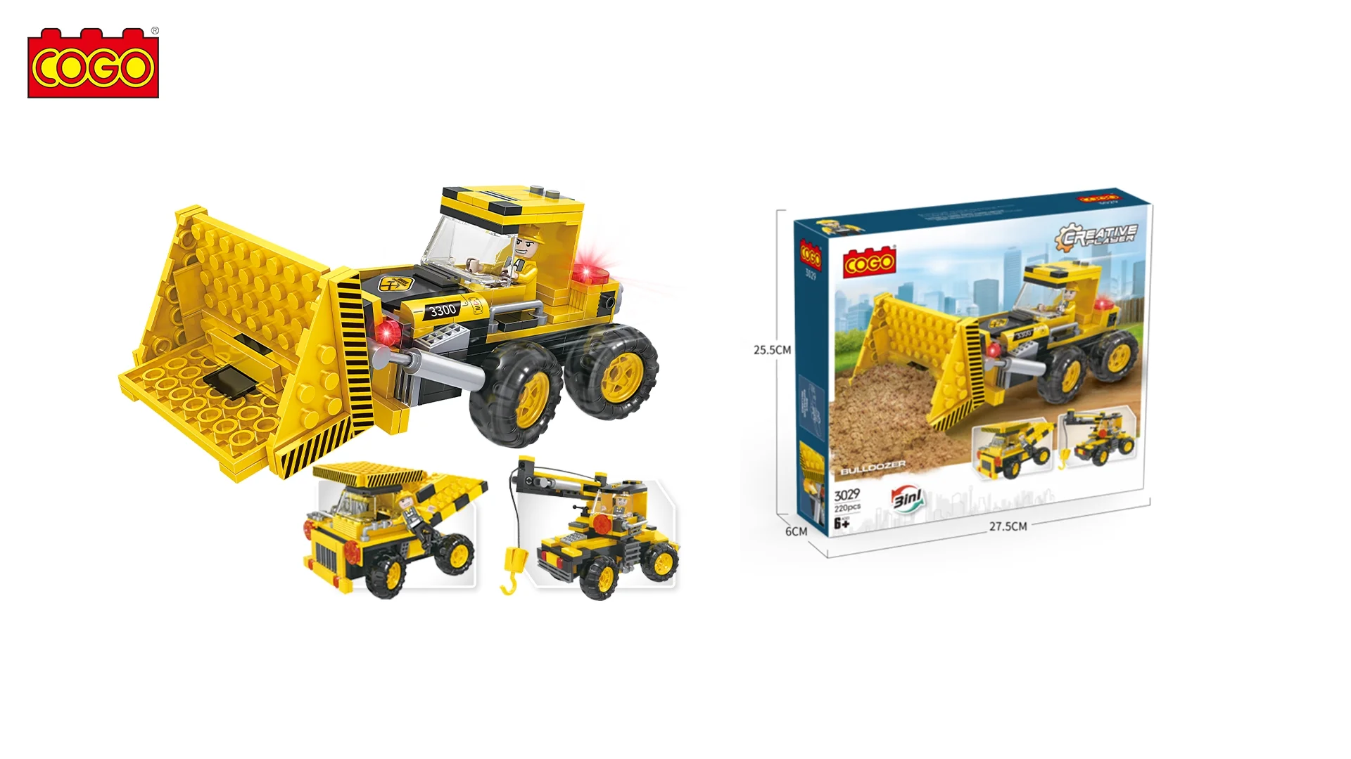 Cogo Kids Build Bricks Engineering Vehicle Excavator Model Building ...